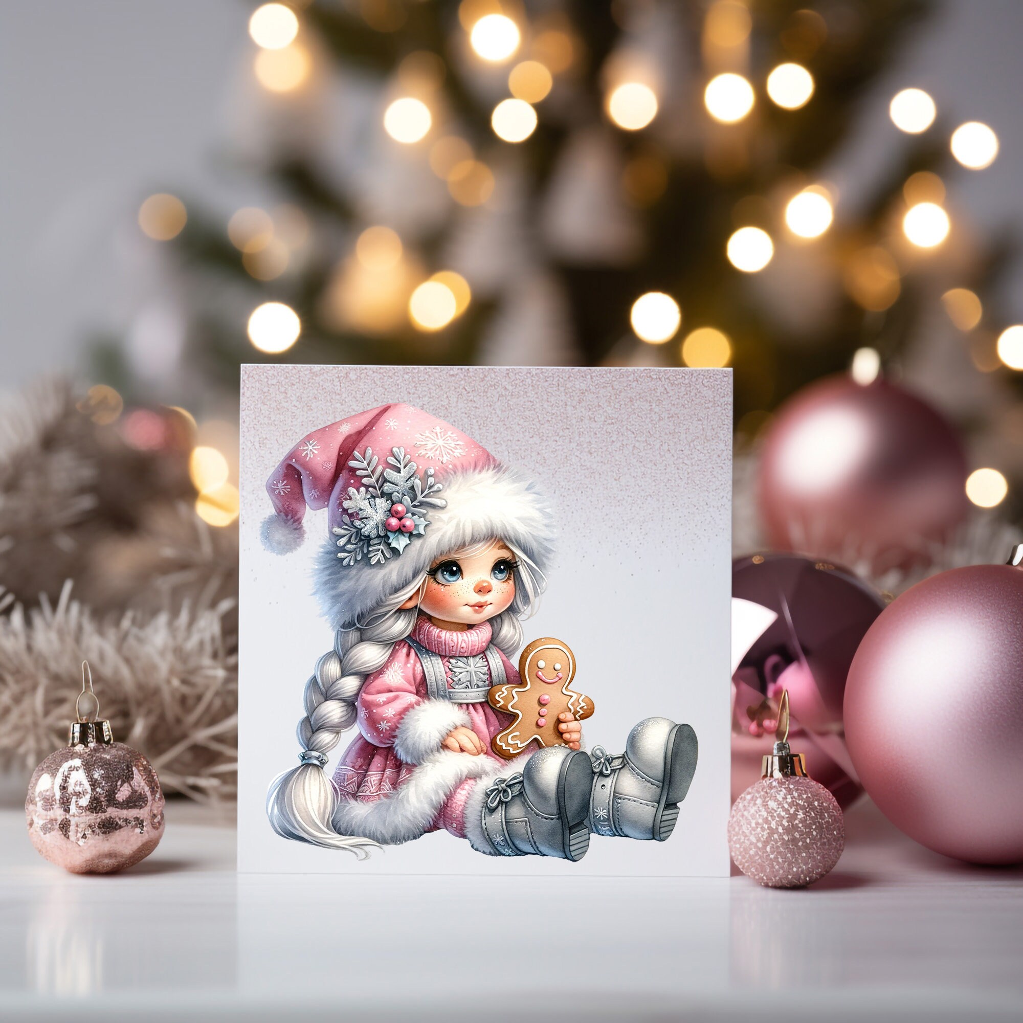 Water Colour Pink Christmas Girl Gnomes Clipart Bundle, Gnome, 20 ...