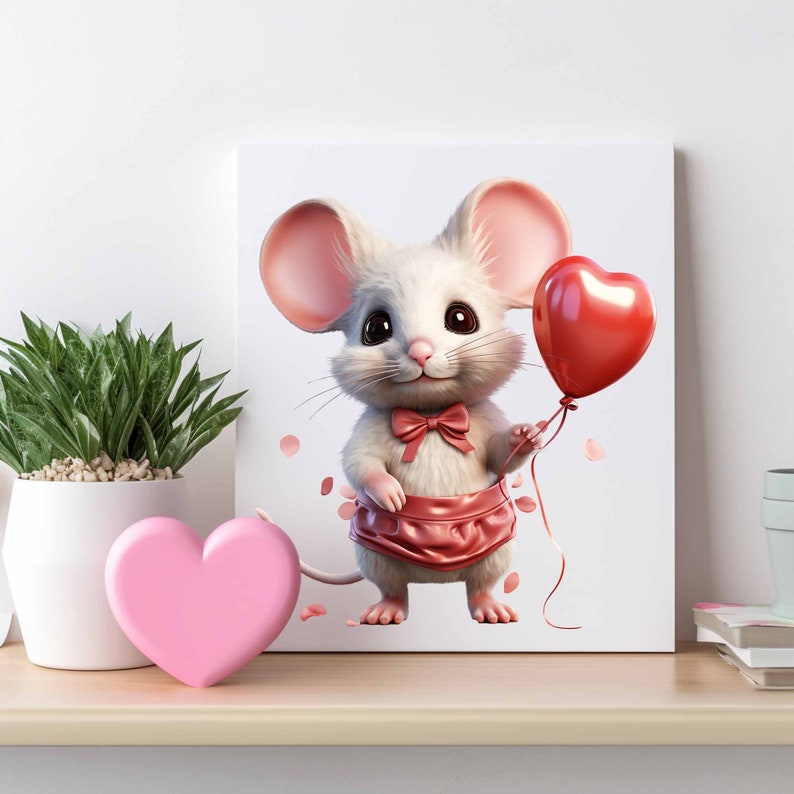 Watercolour Cute Valentine Mice Clipart Bundle, Commercial Use ...