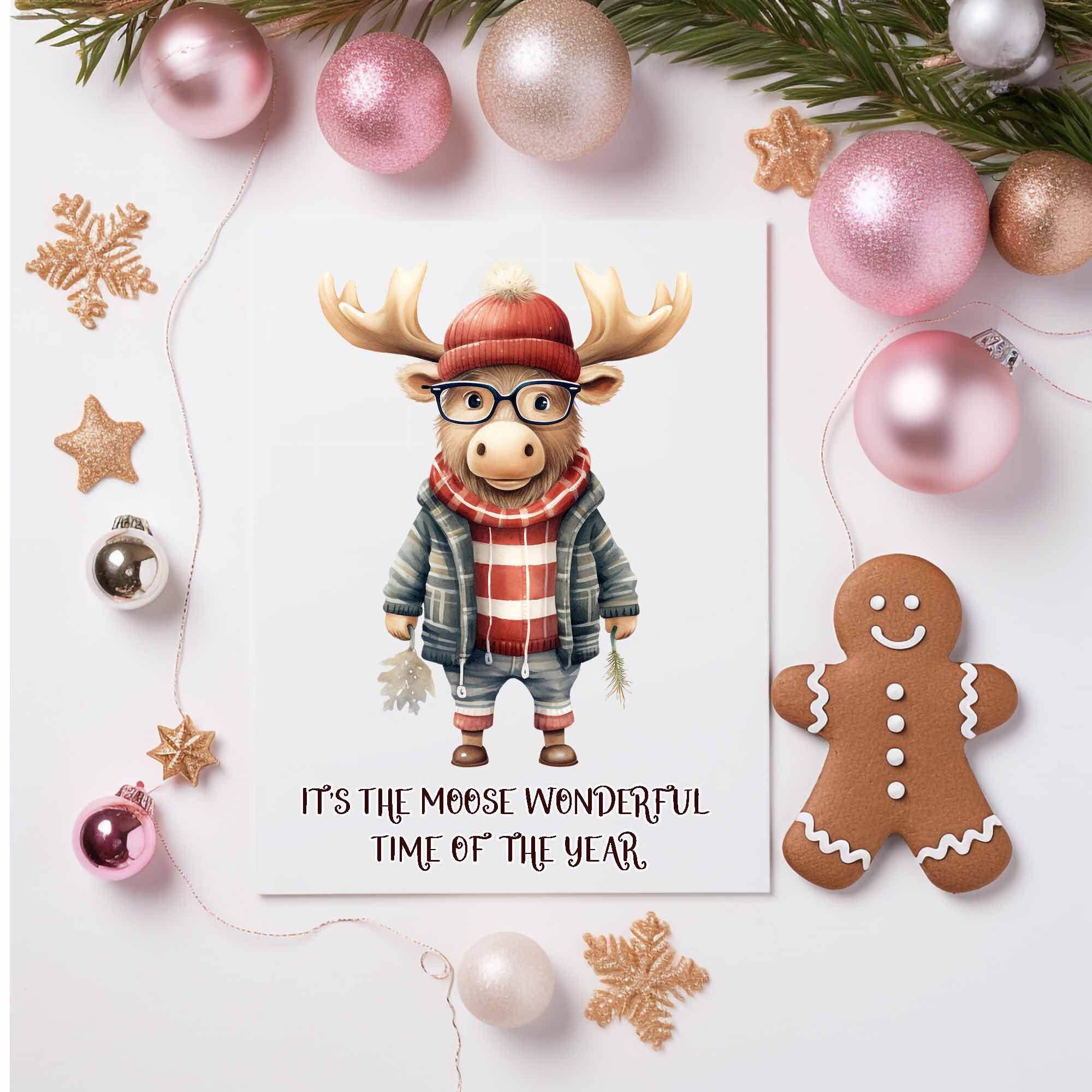 Watercolour Winter Moose Clipart Bundle, 32 Transparent PNG, Commercial ...