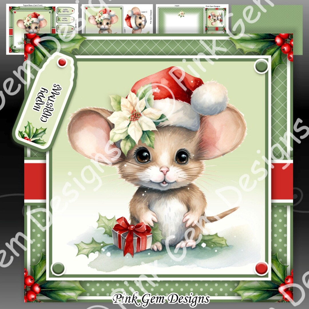 Merry Christ-mouse Downloadable Card Kit, Printable, Card Making ...