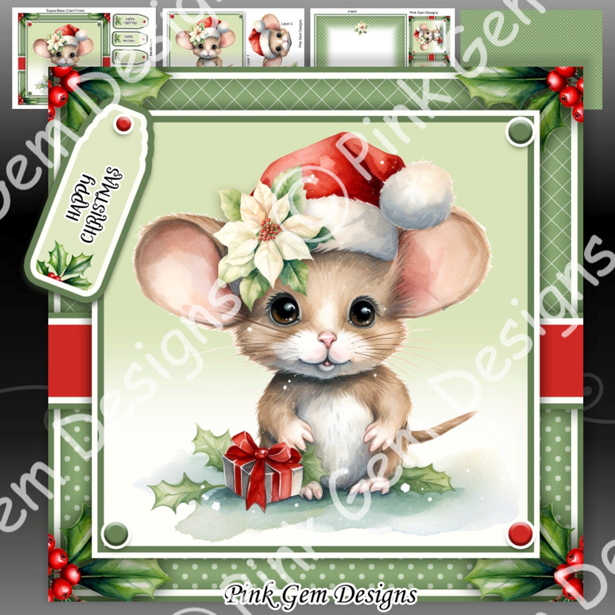 Merry Christ-mouse Downloadable Card Kit, Printable, Card Making ...
