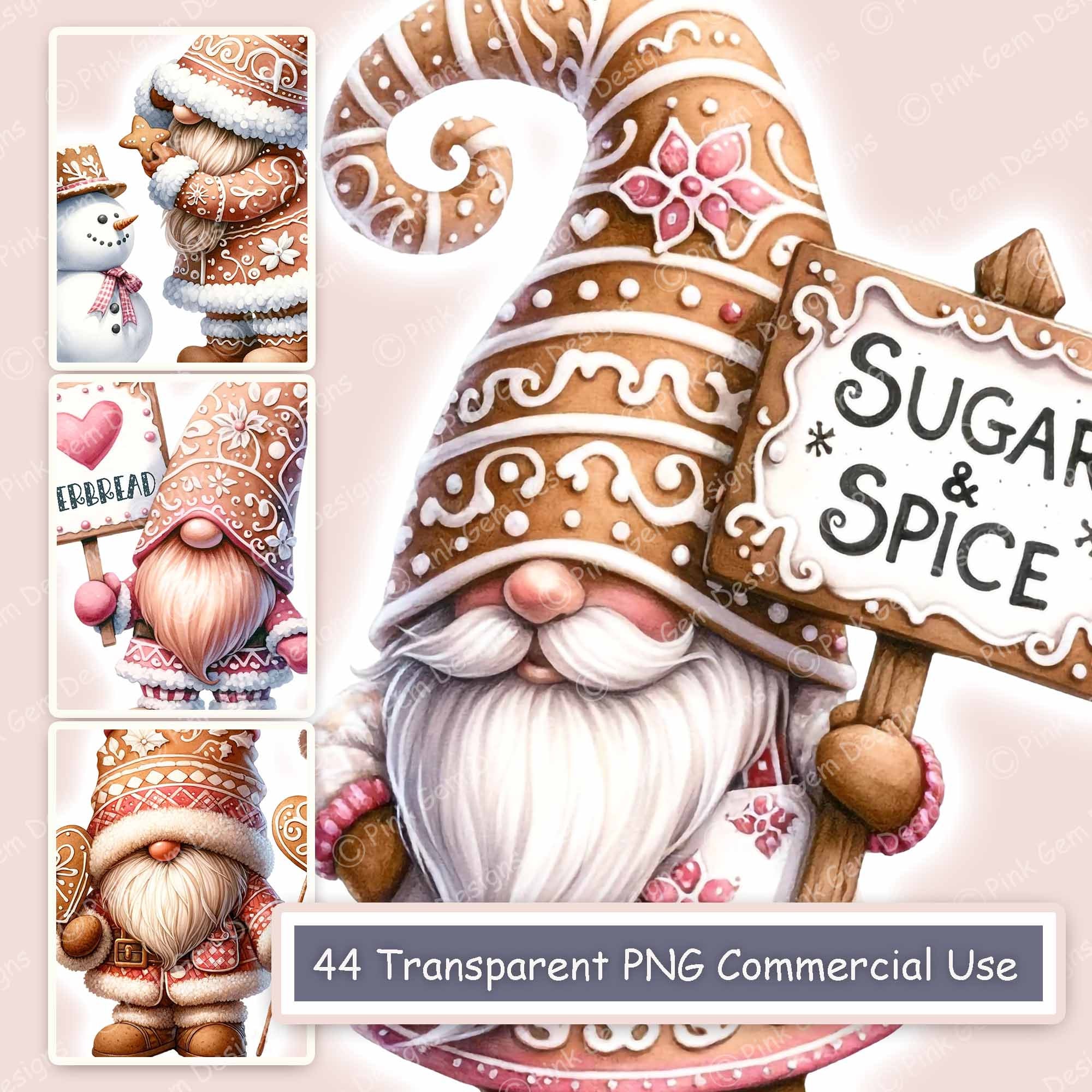 Watercolor Gingerbread Gnome Clipart: Christmas PNG Bundle (digital ...