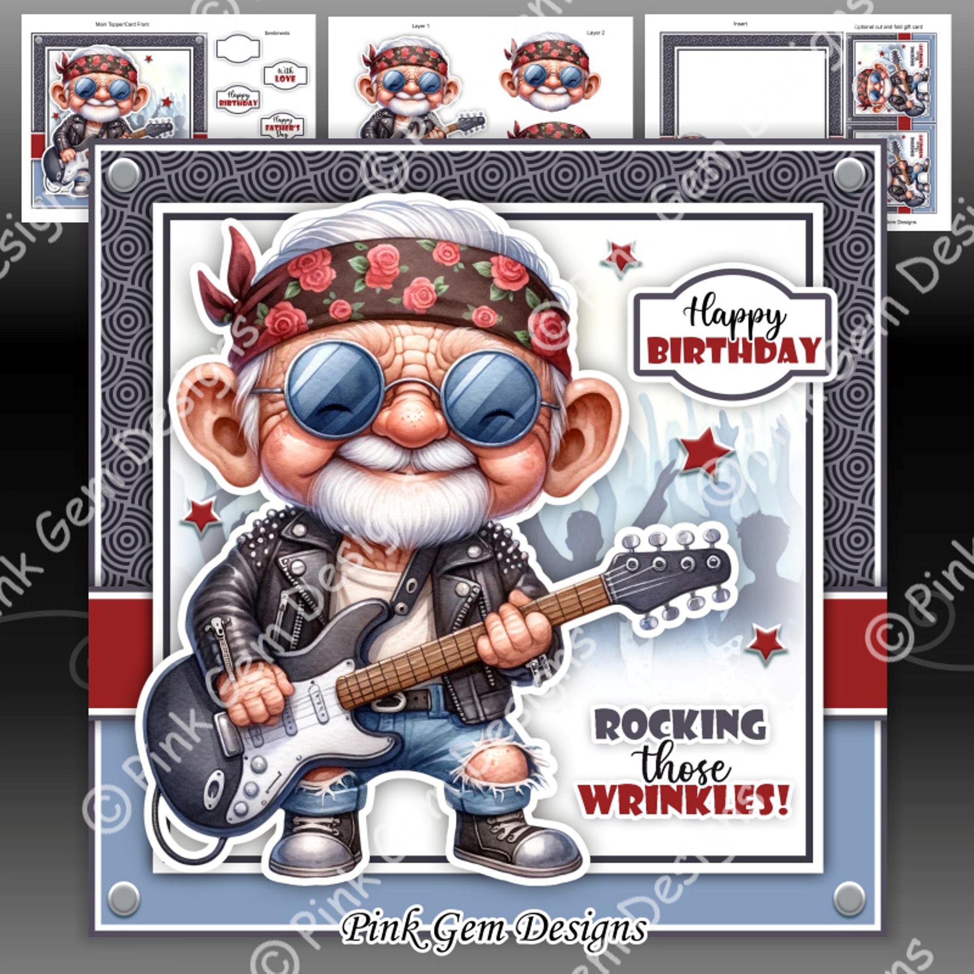 Rocking Those Wrinkles Downloadable Birthday Card Kit Printable