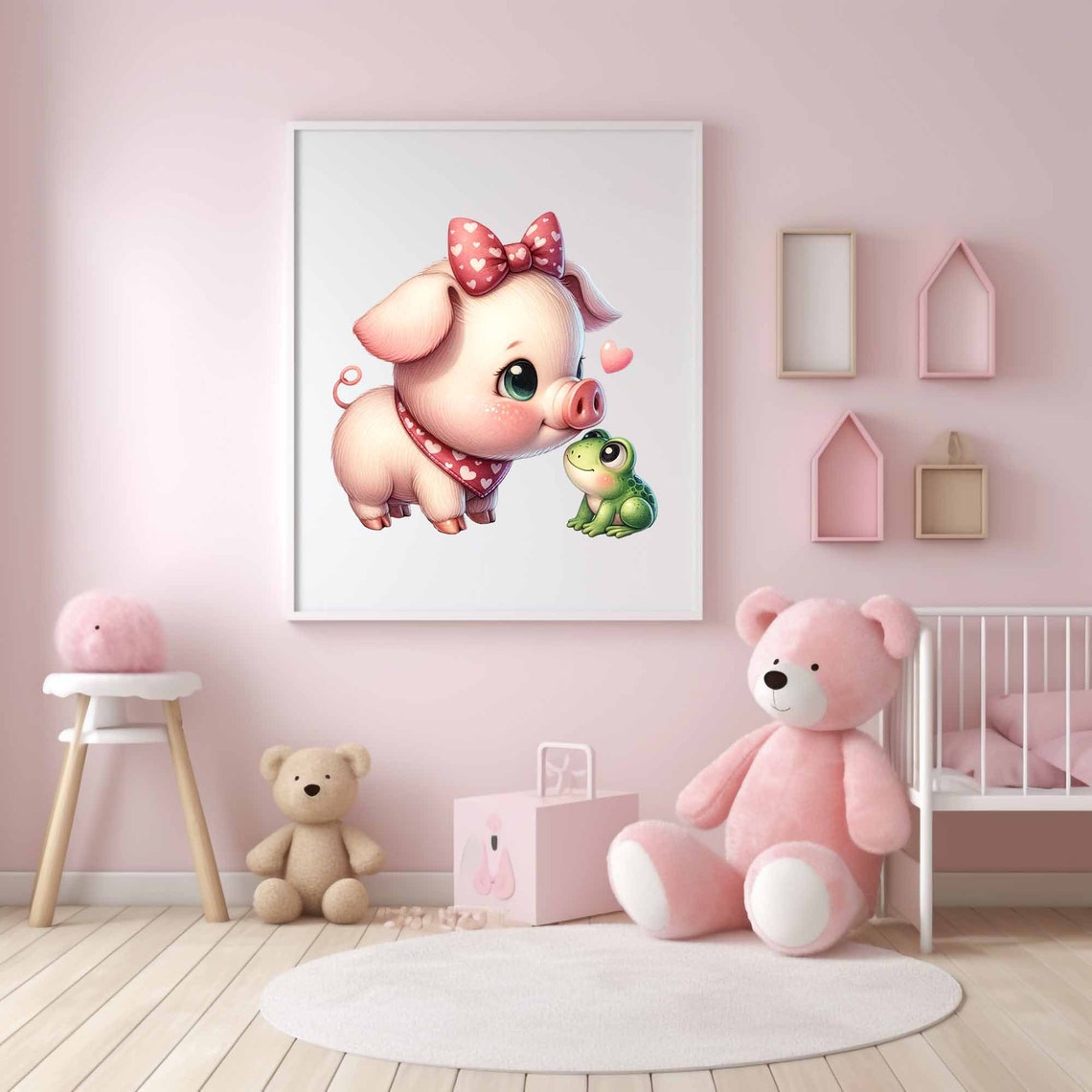Watercolor Pig Clipart Bundle, Romantic Piglets, Transparent PNG ...
