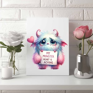 Water Colour Love Monsters Clipart Bundle, Valentine Monster, 26 ...