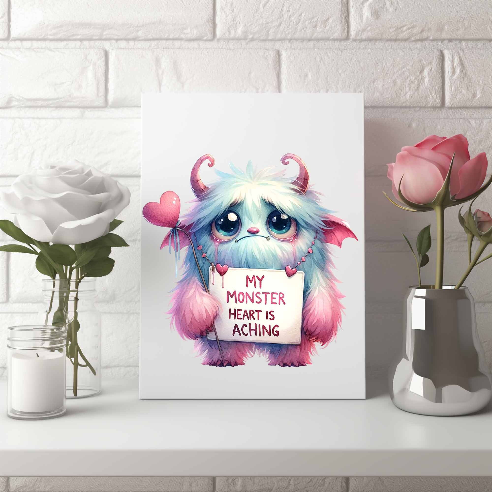 Water Colour Love Monsters Clipart Bundle, Valentine Monster, 26 ...