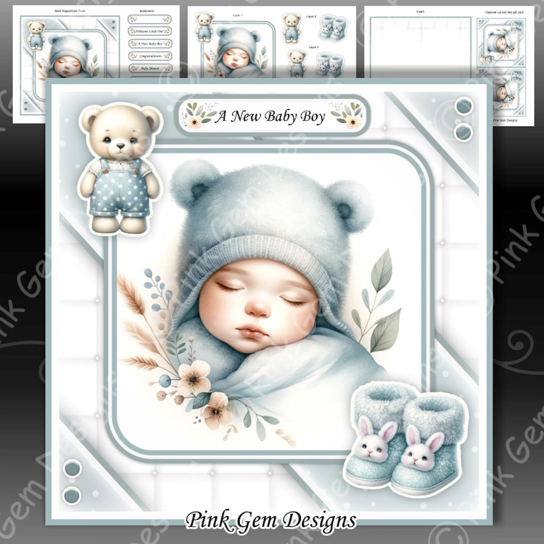 Baby Boy Downloadable Card Kit, Printable, Cardmaking Download ...