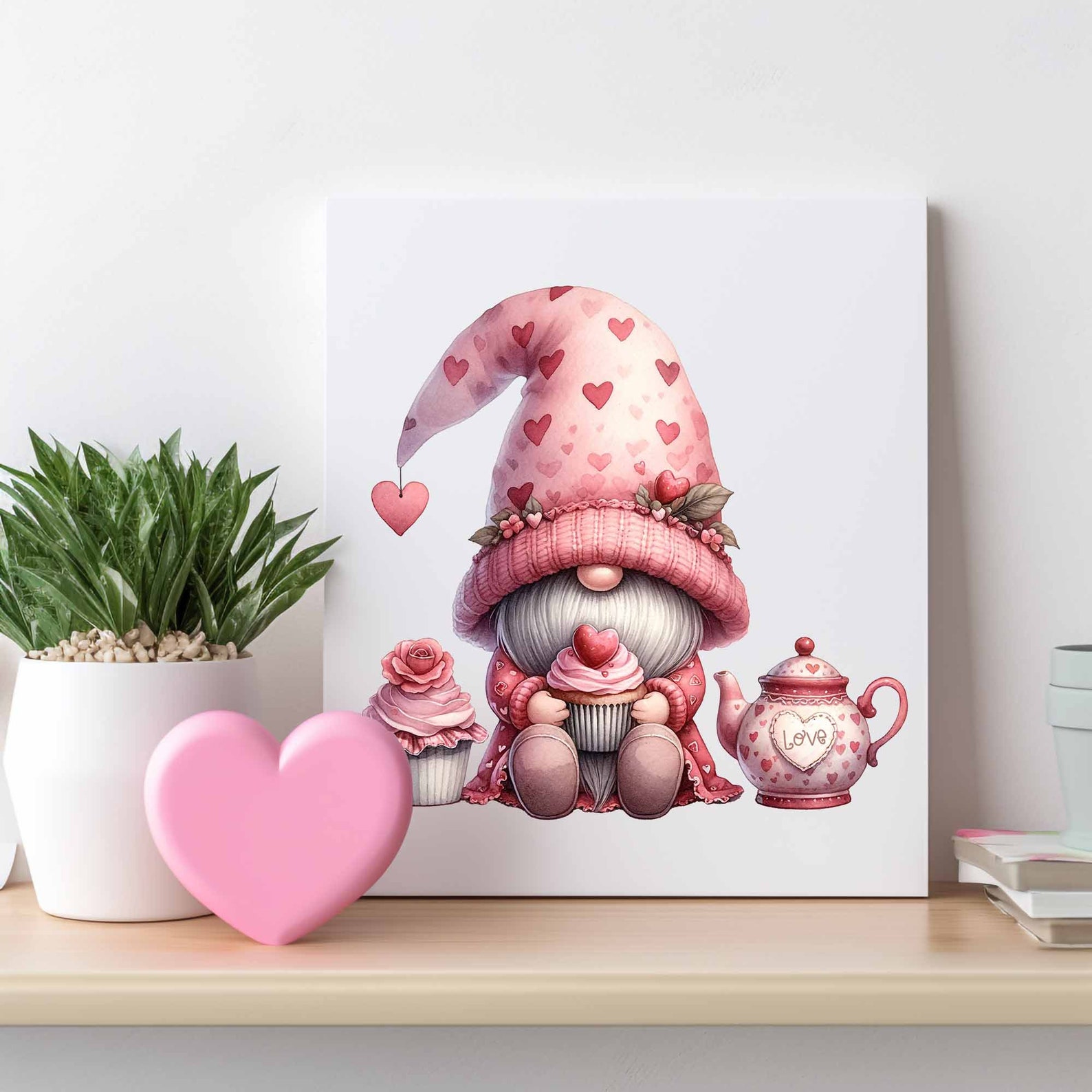 Watercolor Valentine Gnomes Clipart: 14 PNG Graphics (digital Download ...
