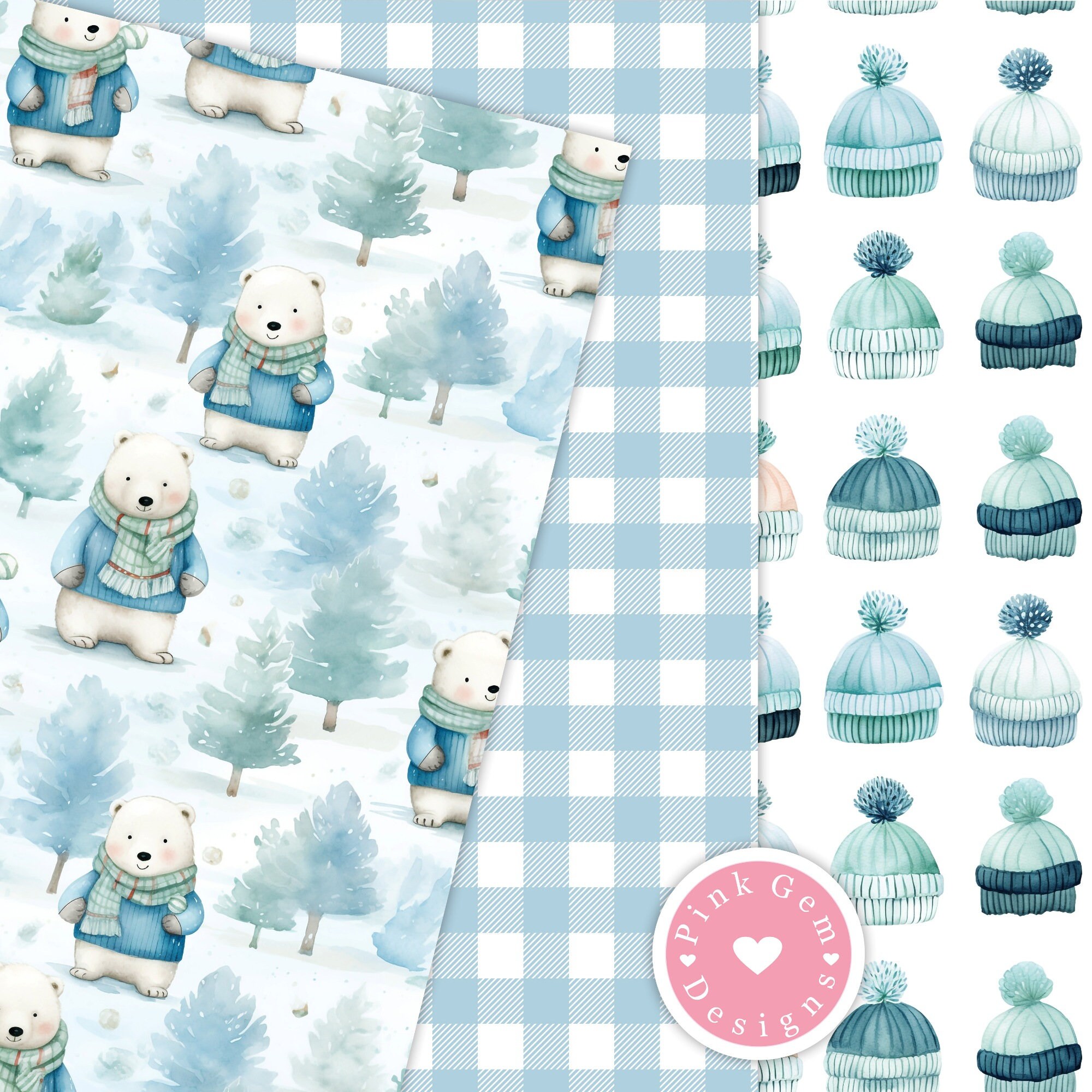 Polar Bear Digital Paper, 16 Printable Jpg's 12 X 12 Inch, Seamless ...