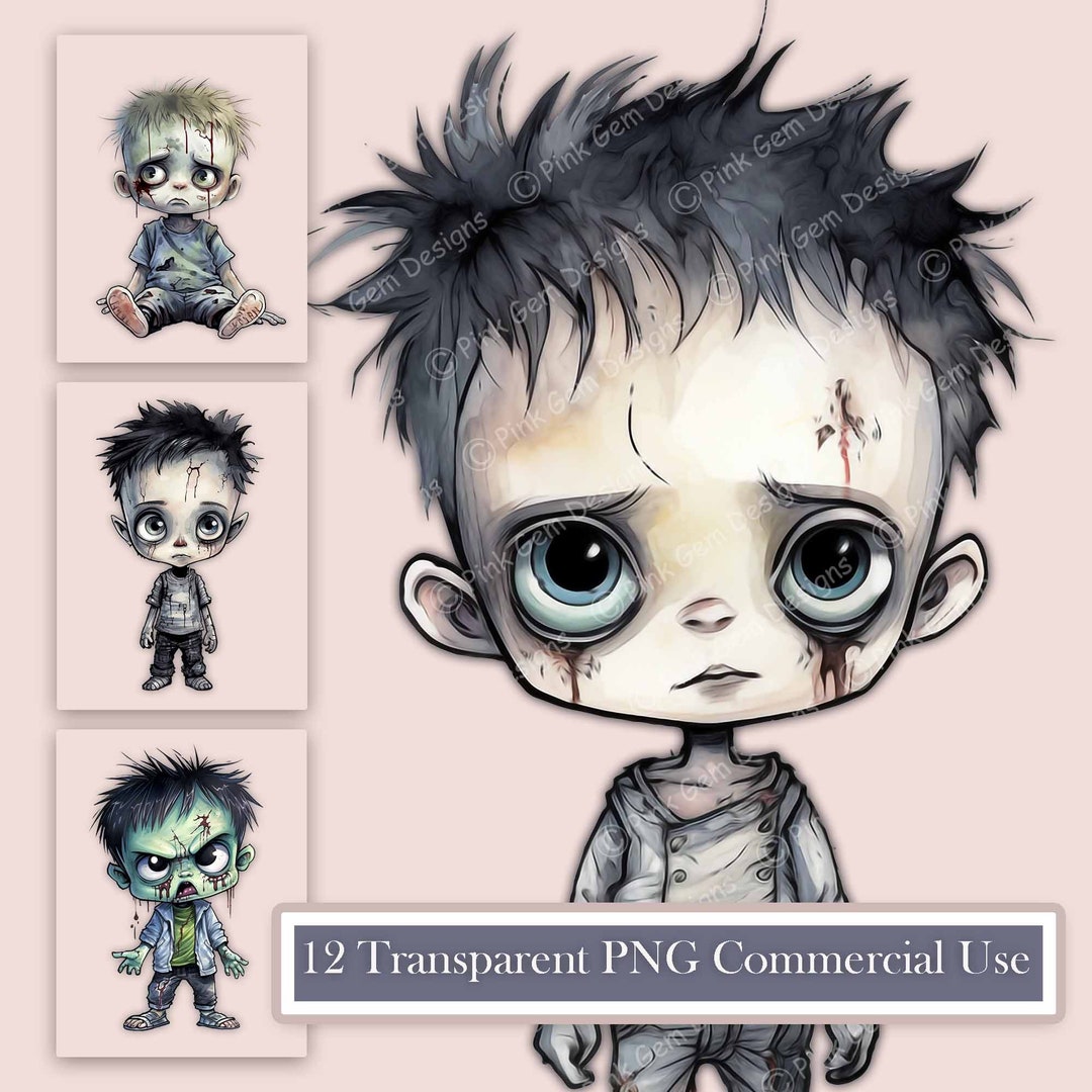Watercolour Cute Zombie Boy Clipart Bundle, Commercial Use, Printable ...