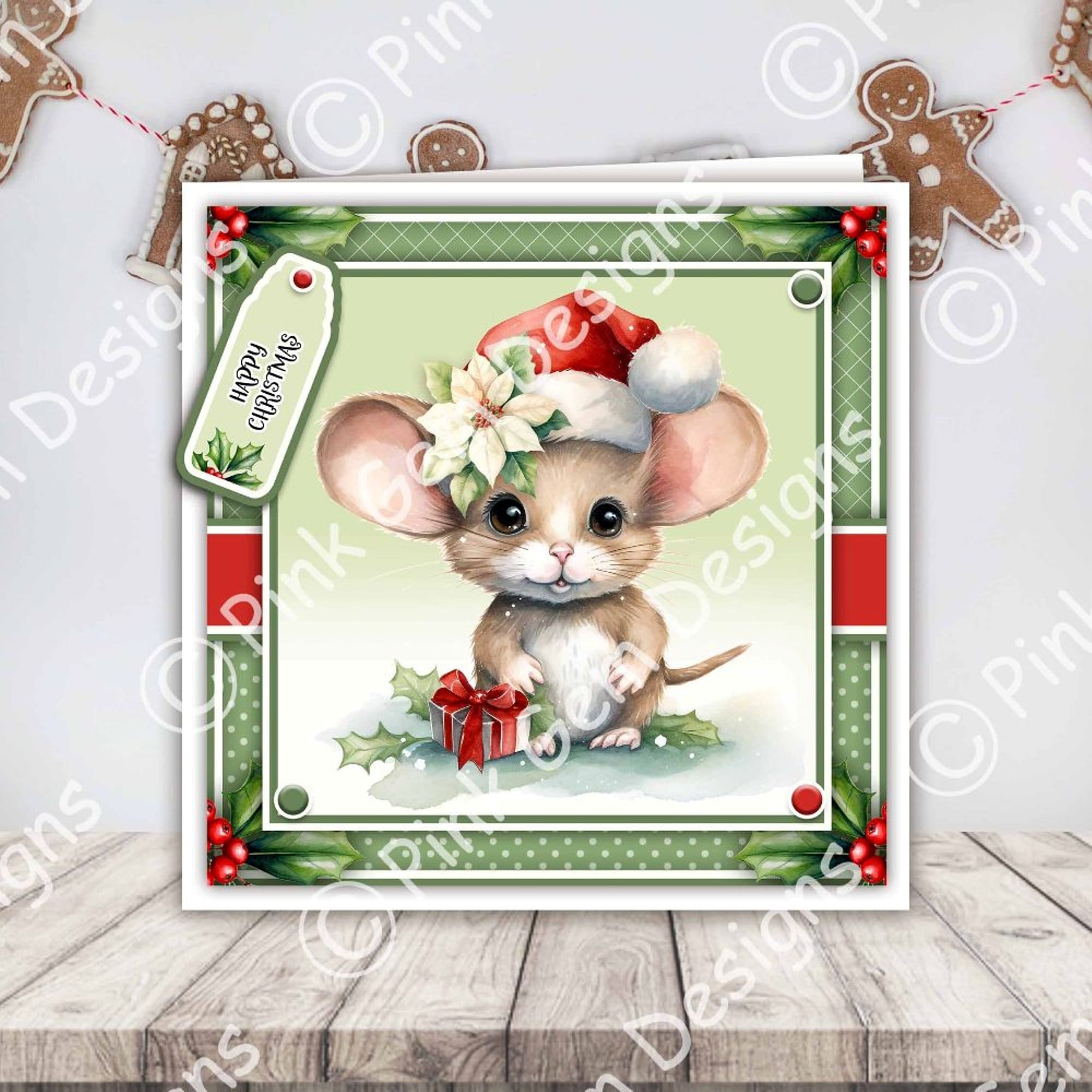 Merry Christ-mouse Downloadable Card Kit, Printable, Card Making ...