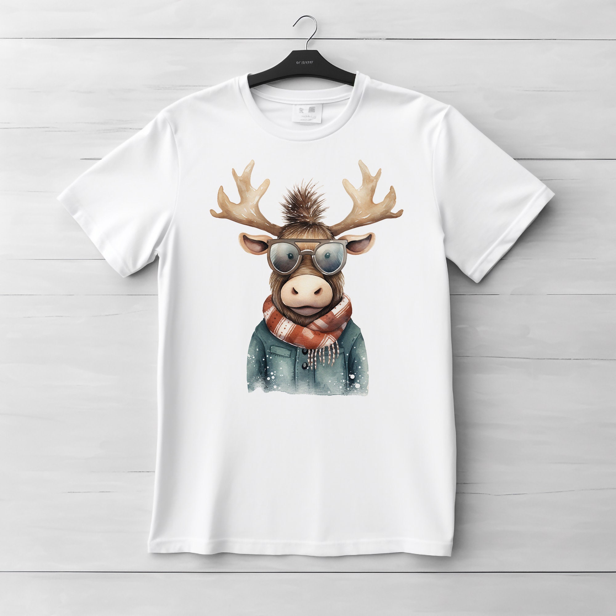 Watercolour Winter Moose Clipart Bundle, 32 Transparent PNG, Commercial ...