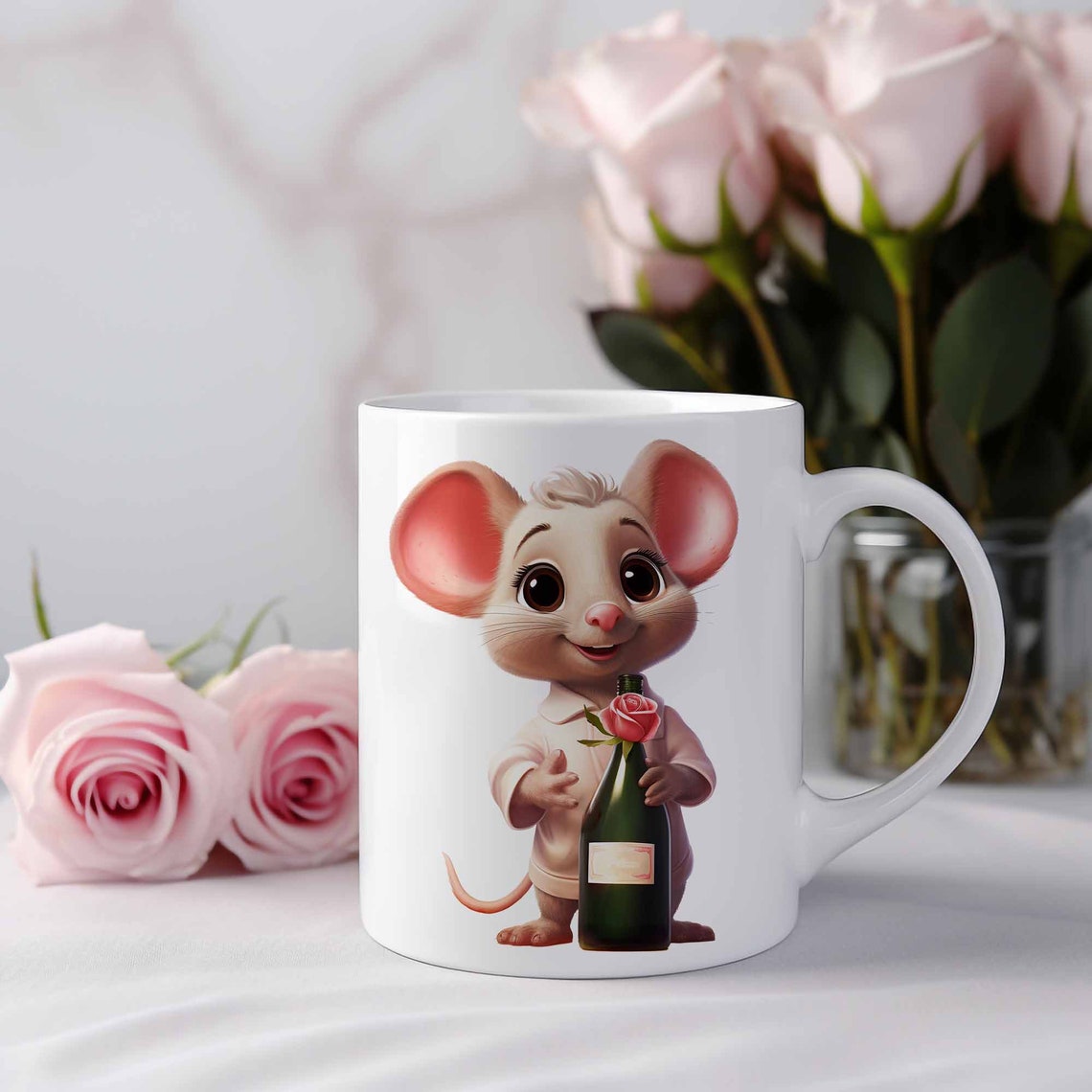 Watercolour Cute Valentine Mice Clipart Bundle, Commercial Use ...