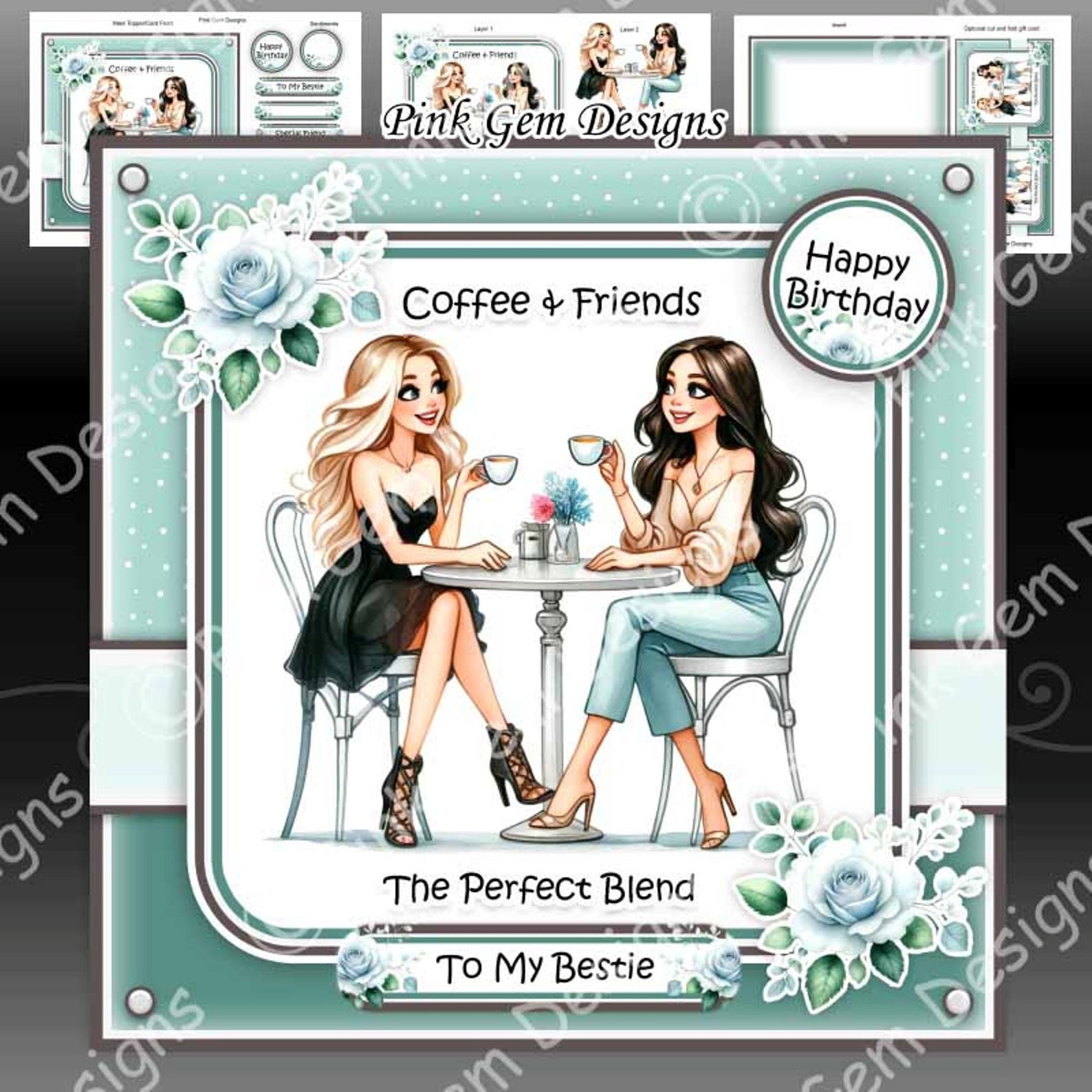 Coffee & Friends Downloadable Card Kit, Printable, Cardmaking Download ...
