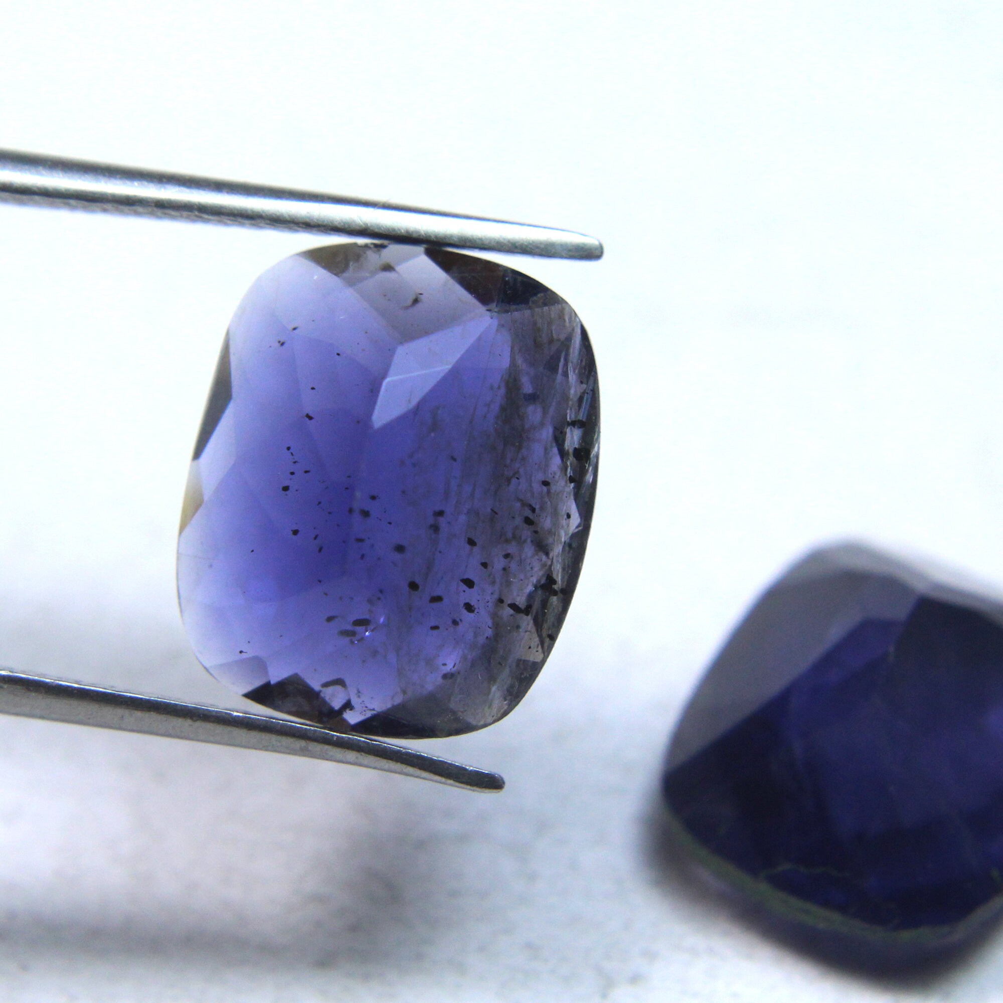 8.00cts Natural Iolite Gemstone Cushion Shape 2pcs Loose Faceted Cut ...