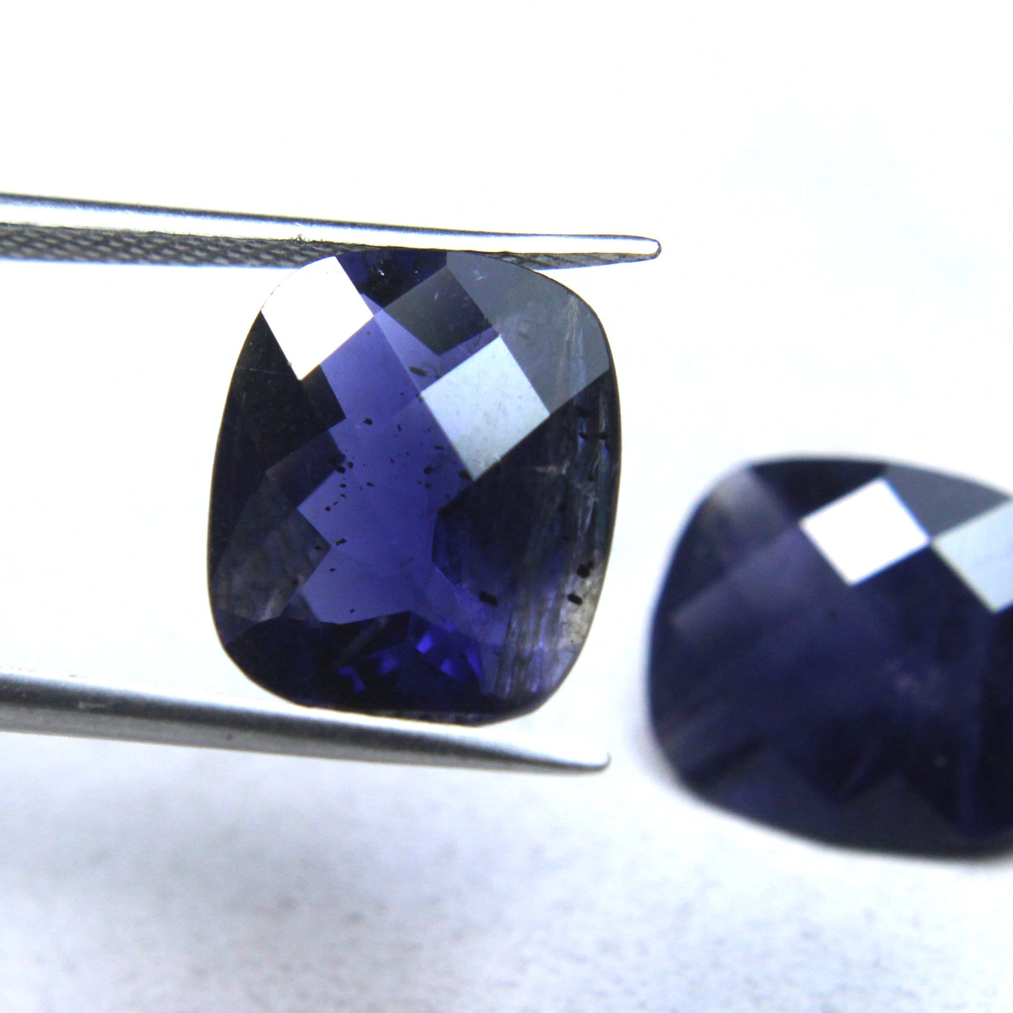 8.00cts Natural Iolite Gemstone Cushion Shape 2pcs Loose Faceted Cut ...