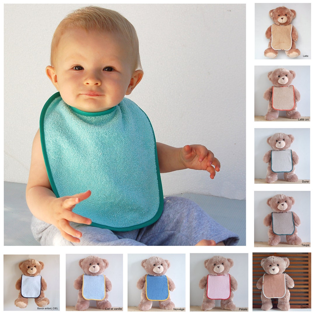 CHILDREN'S Oeko-tex Baby Bib in Bamboo or Terry Cotton to Tie, Bib ...