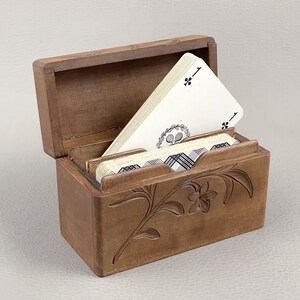 Vintage Wooden Playing Card Game Box Double Compartments - Etsy