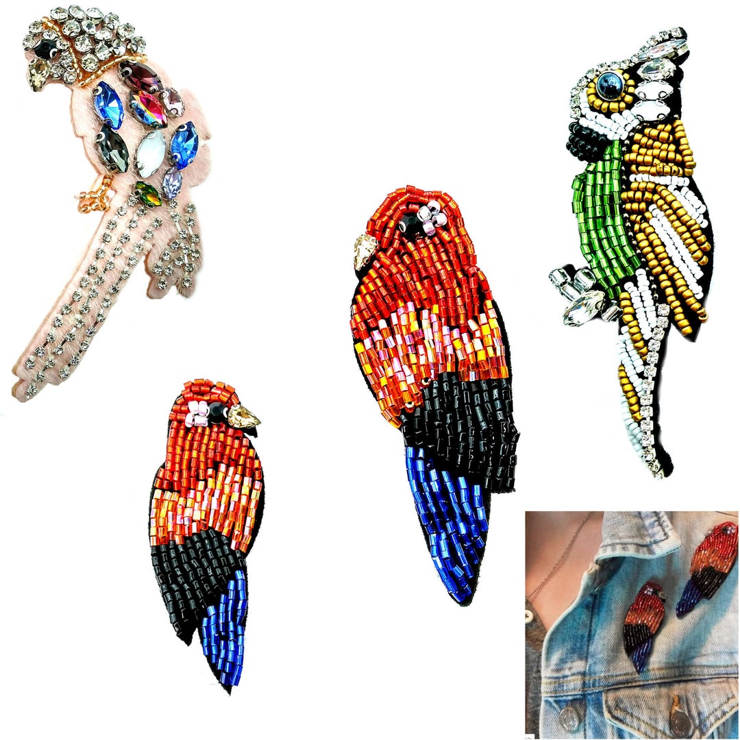 Patch Beaded Parrot Applique for Clothes Decorative Patch for Clothing ...