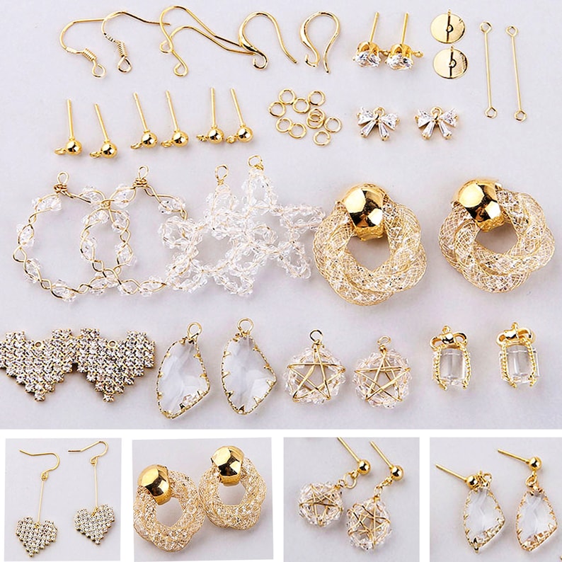 Earring Making Kit Gold_ Jewelry Making Kit_ Earring Making | Etsy