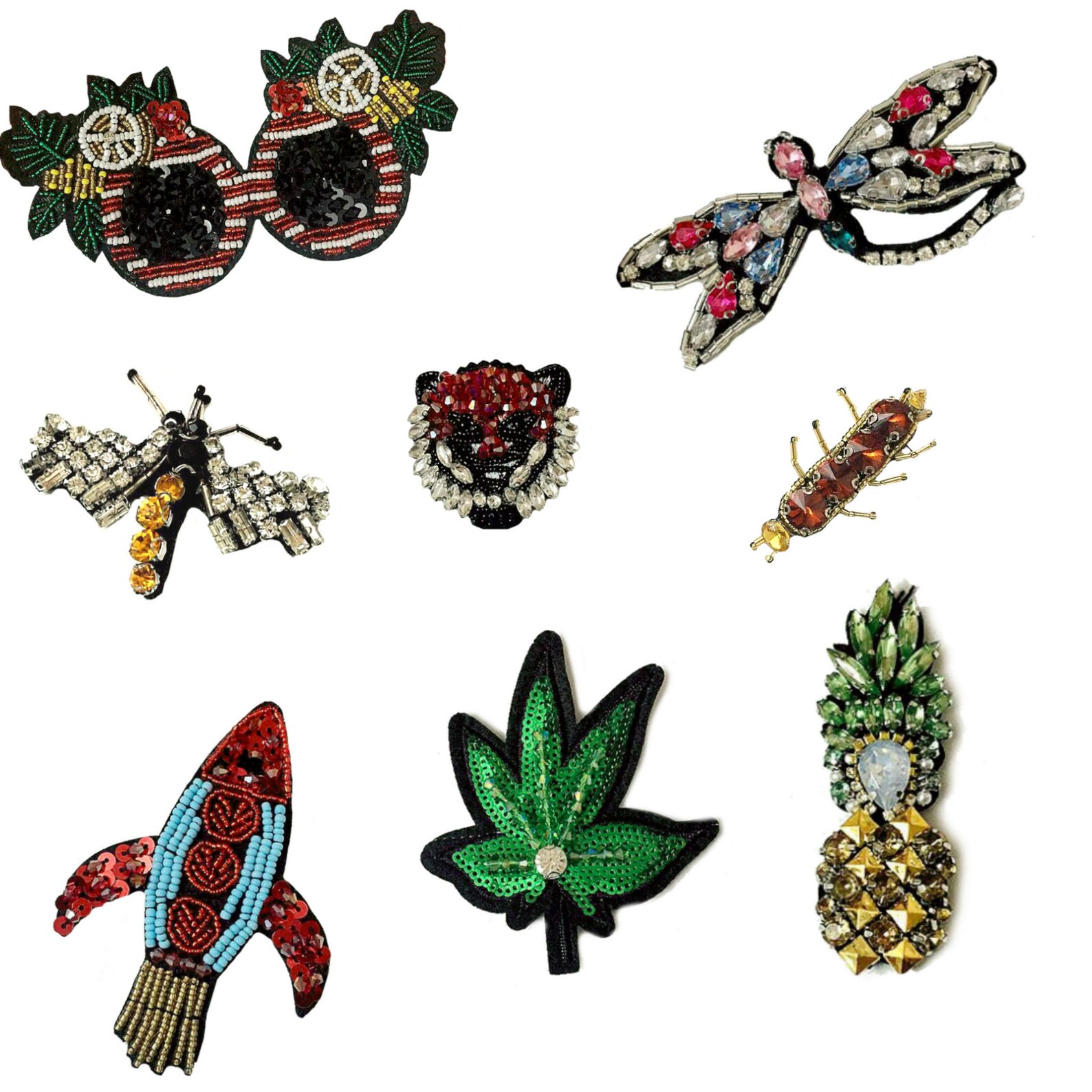 Sequin Patches Brooches Embroidered Cannabis Patches for - Etsy