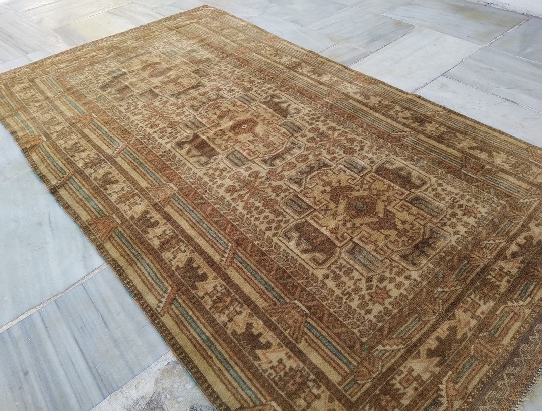 4x7 Afghan Vintage Rug,solid Vintage Rug,antique Rug,area Wool Rug,4x7 ...