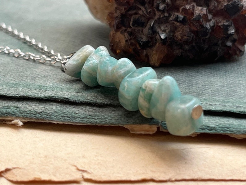 Amazonite Necklace, Healing Gemstone for Strength, Protection, Courage ...