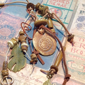 Earth Amulets Leather Necklace, Statement Necklace, Handmade Clay Sun ...