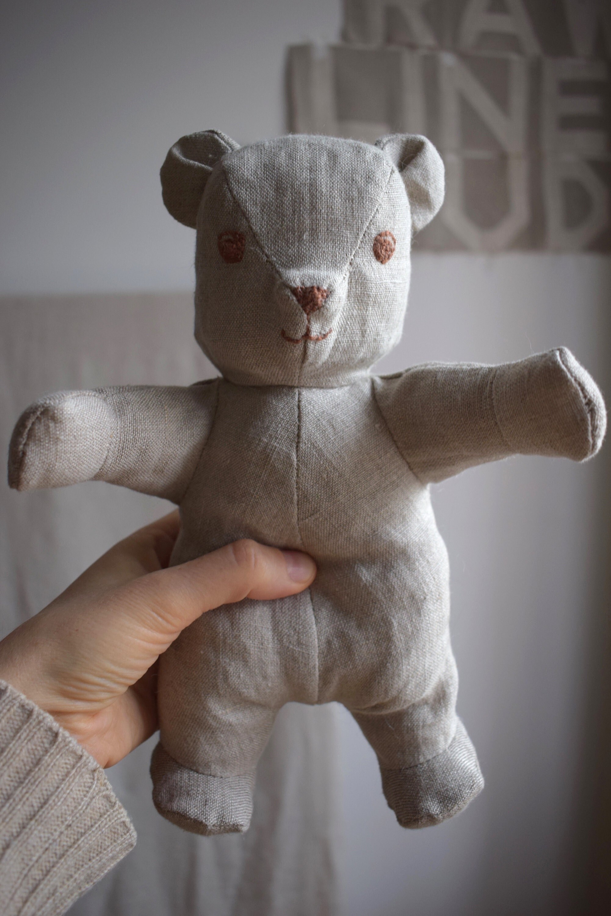 Linen Teddy Bear. Handsewn Flax Linen Bear. Undyed Soft Baby Toy ...