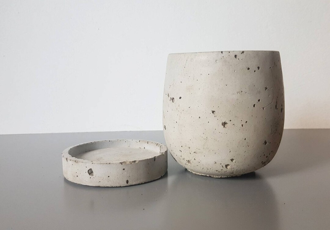 Modern Concrete Planter With Tray, Industrial Plant Pot - Etsy