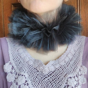 Black Tulle Ruffle Collar, Black Ruffle Tulle Collar, Black Collar ...