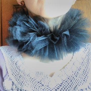 Black Tulle Ruffle Collar, Black Ruffle Tulle Collar, Black Collar ...