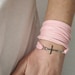 Long Cross Powder Pink Wrist Cuff Bracelet, Wrap Bracelet, Cuff Black ...
