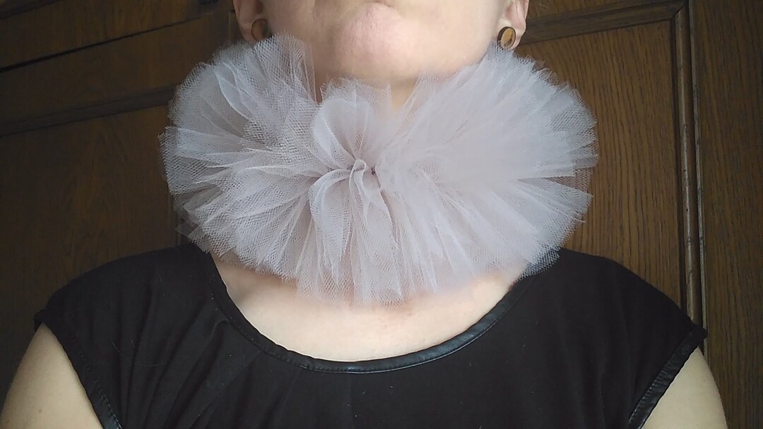 Beige Tulle Ruffle Collar, Beige Collar Necklace, Victorian Collar ...