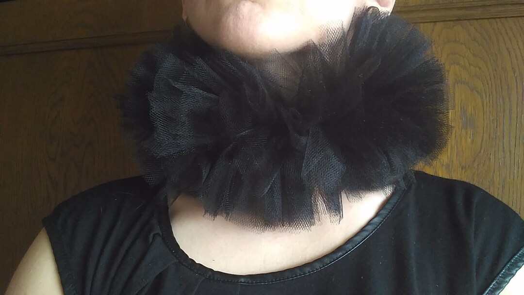 Black Tulle Ruffle Collar, Black Ruffle Tulle Collar, Black Collar ...