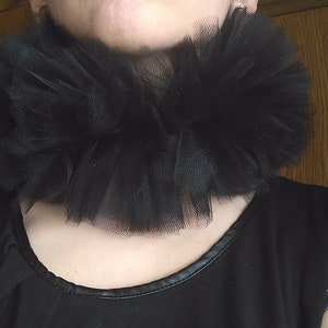 Black Tulle Ruffle Collar, Black Ruffle Tulle Collar, Black Collar ...