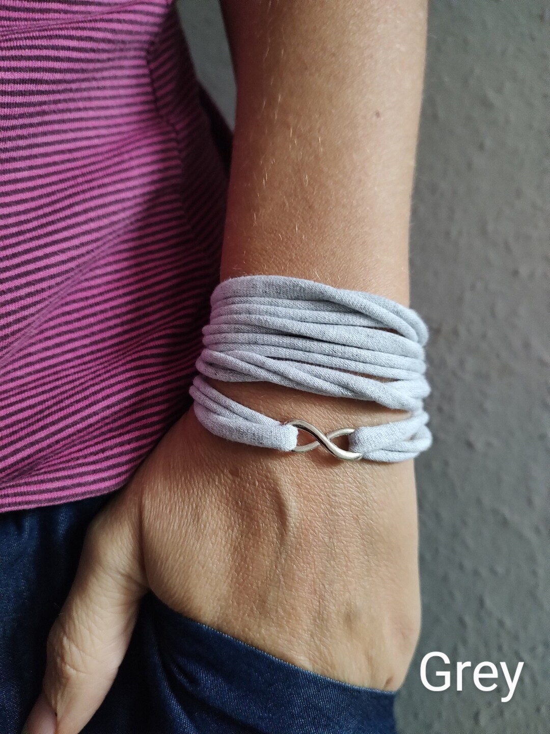 Infinity Wrist Cuff Bracelet, Wrap Bracelet, Cuff Black Bracelet Cotton ...