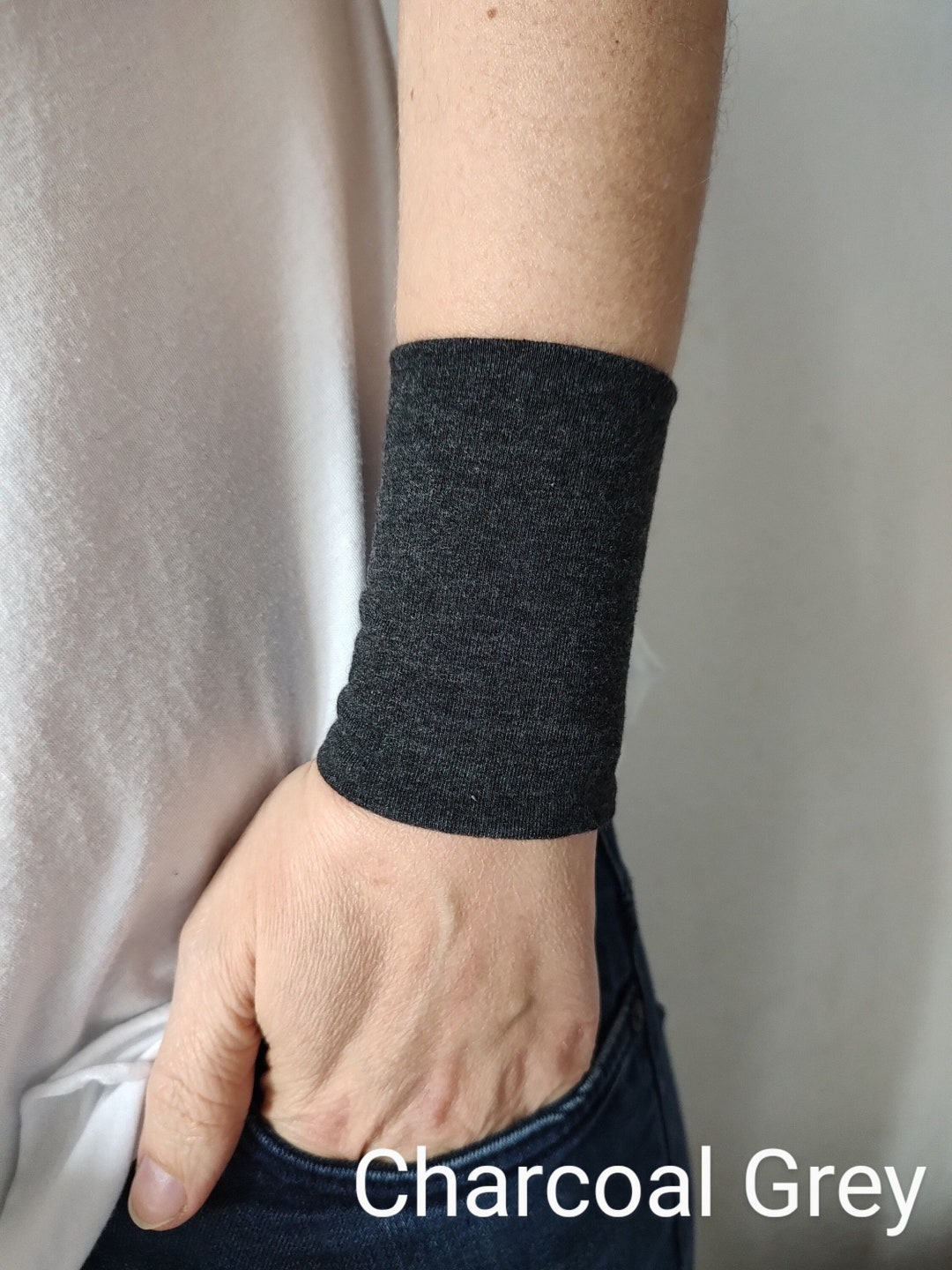 Charcoal Grey Wrist Cuff, Wide Wrist Cover, Chunky Cuff Bracelet, Wrist ...