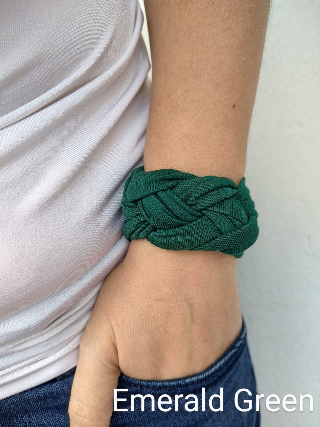 Emerald Green Sailor Knot Wrist Cuff, Jersey Wrist Cuff for Women Teens ...
