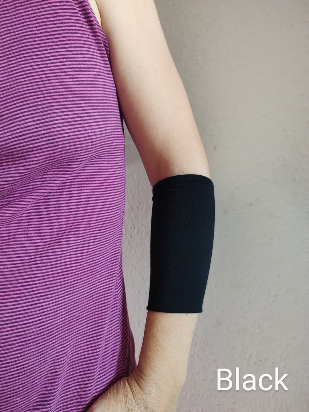 Black Wide Forearm Cuff Bracelet, Jersey Forearm Tattoo Cover up ...