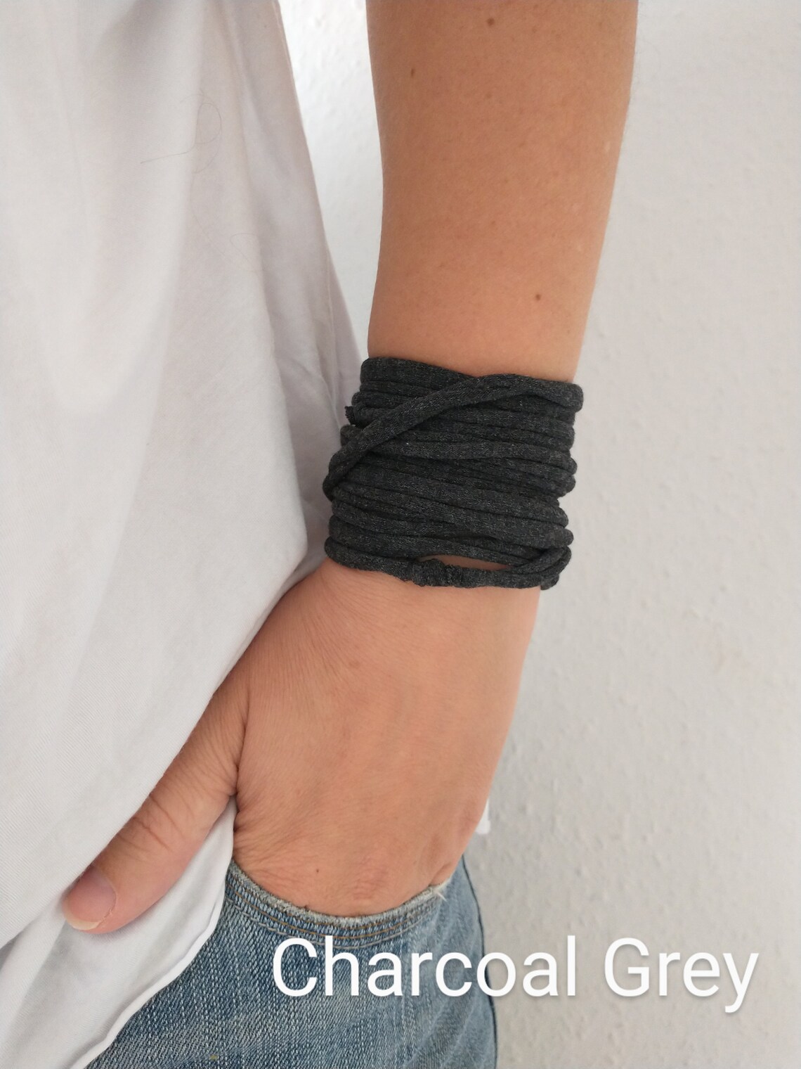 Black Wrist Cuff Bracelet, Wrap Bracelet, Cuff Bracelet, Cotton ...