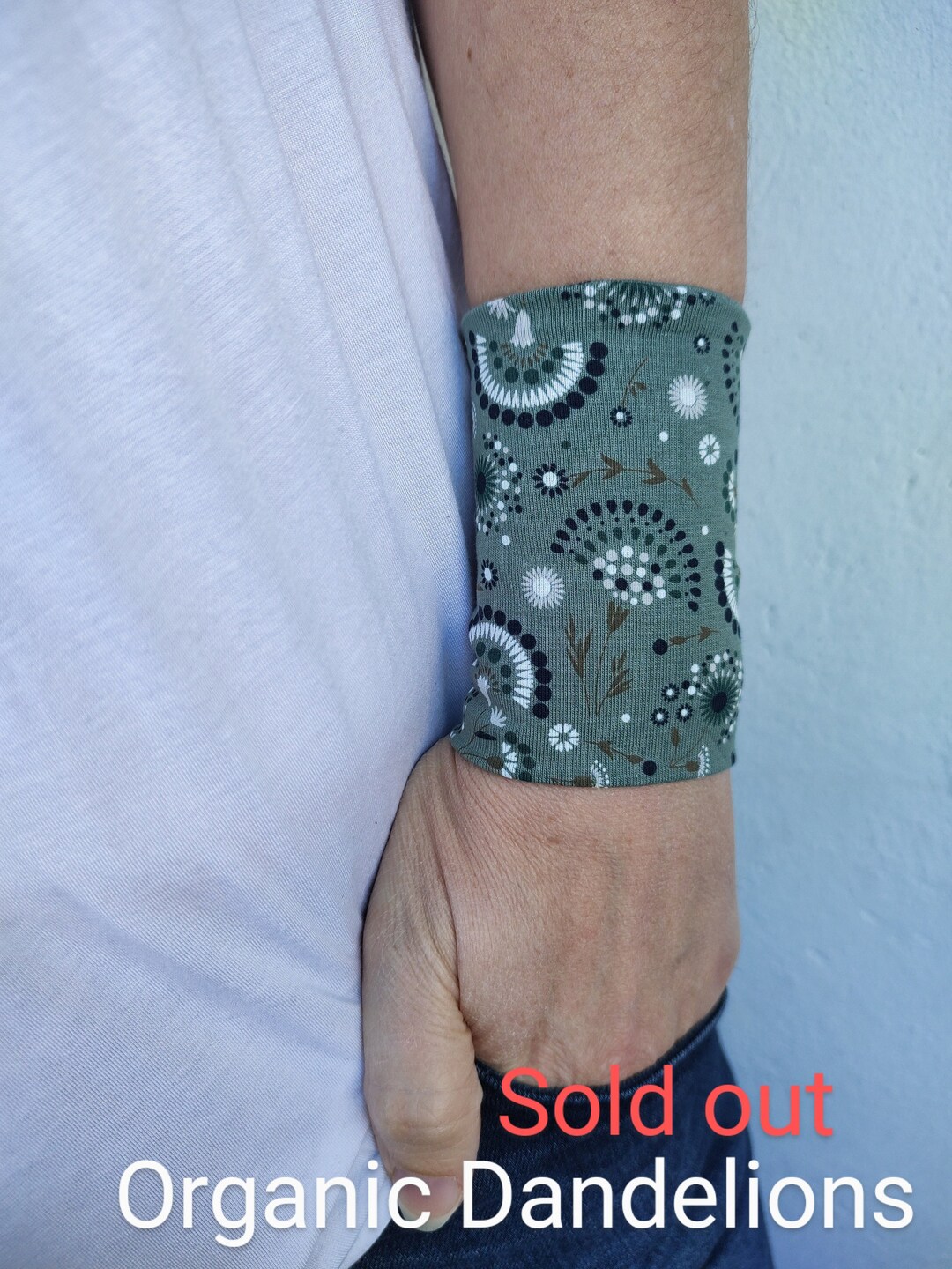 Organic Dandelions Wrist Cuff Bracelet, Jersey Wrist Tattoo Cover up ...