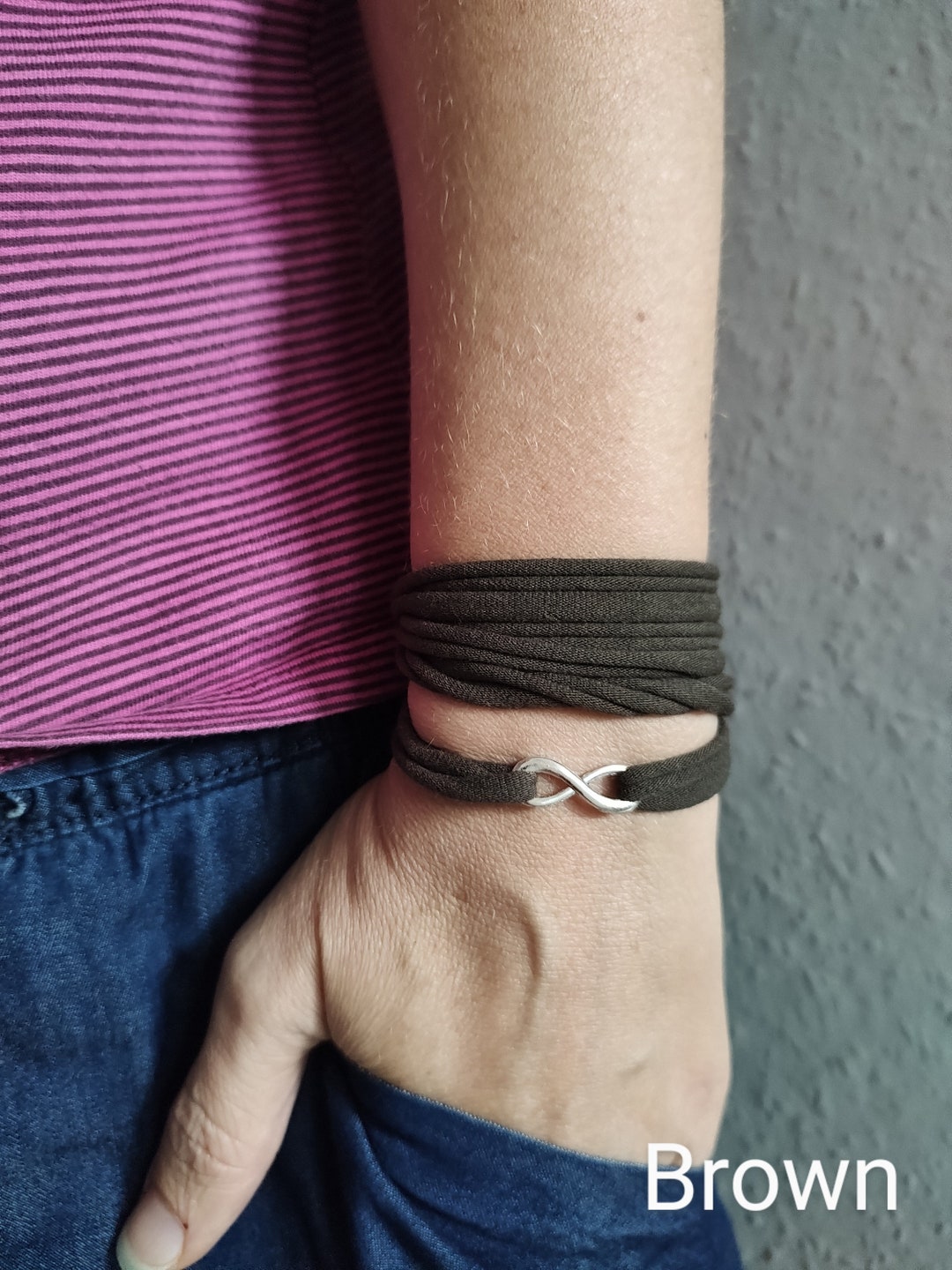 Infinity Brown Wrist Cuff Bracelet, Wrap Bracelet, Cuff Brown Bracelet ...