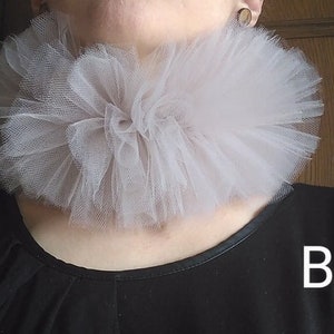 Pink Tulle Ruffle Collar, Beige Collar Necklace, Victorian Collar ...