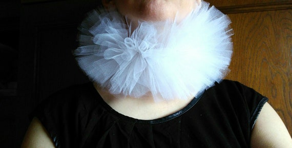 White Tulle Ruffle Collar Collar Necklace Costume Neck - Etsy