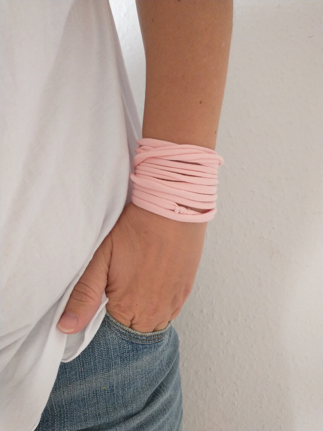 Powder Pink Wrist Cuff Bracelet, Wrap Bracelet, Pink Cuff Bracelet ...