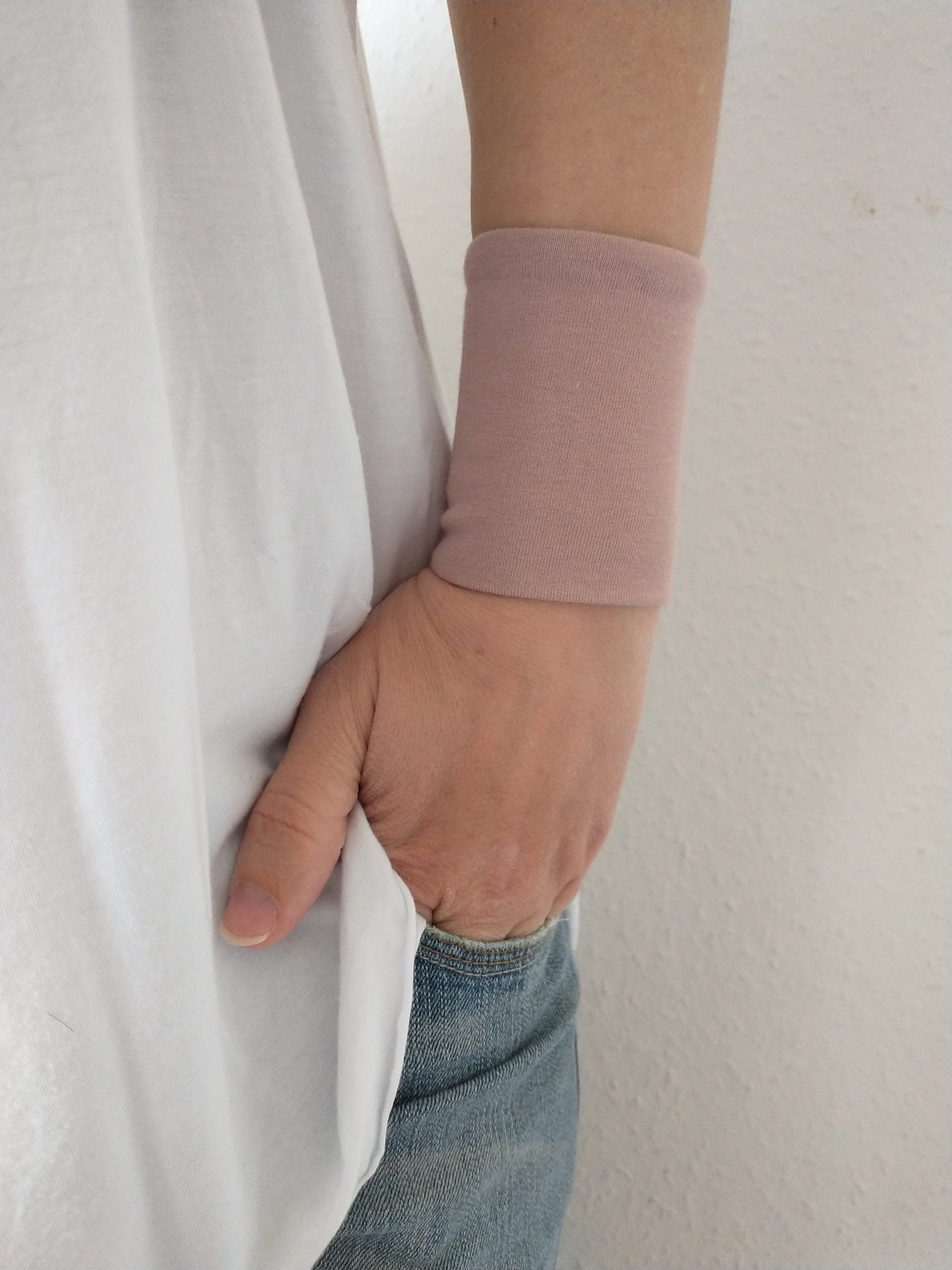 Dusty Pink Wrist Cuff, Wide Wrist Cover, Chunky Cuff Bracelet, Wrist ...