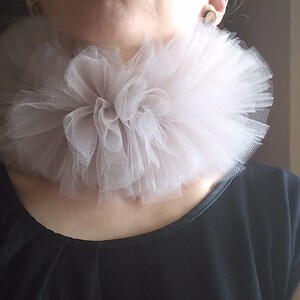 Beige Tulle Ruffle Collar, Beige Collar Necklace, Victorian Collar ...
