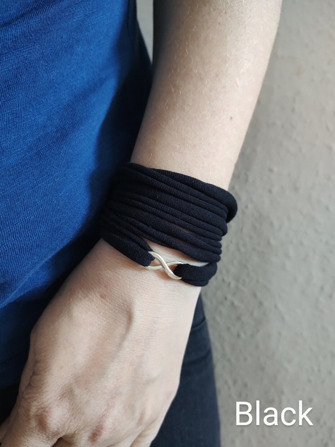 Infinity Black Wrist Cuff Bracelet, Wrap Bracelet, Cuff Black Bracelet ...