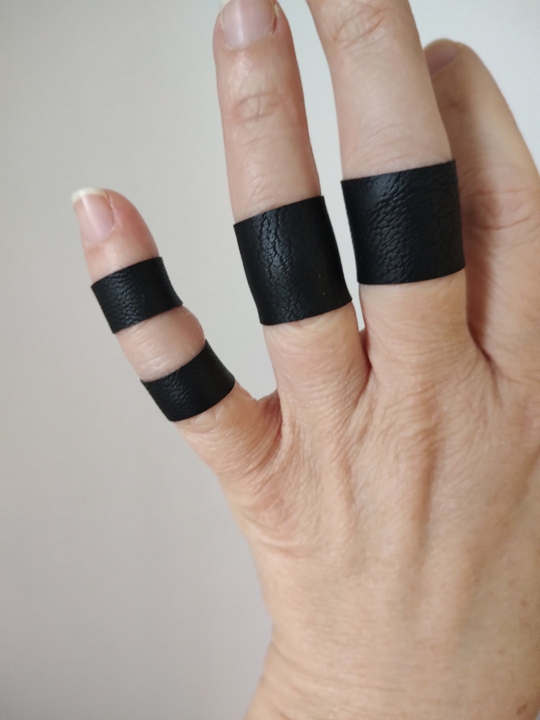 Matte Black Faux Leather Ring, Stretch Tiny Ring, Gothic Tattoo Cover ...